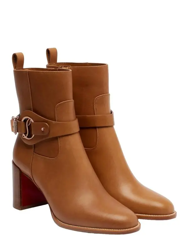 CHRISTIAN LOUBOUTIN Dianouchette 70 Leather Ankle Boots - Brown