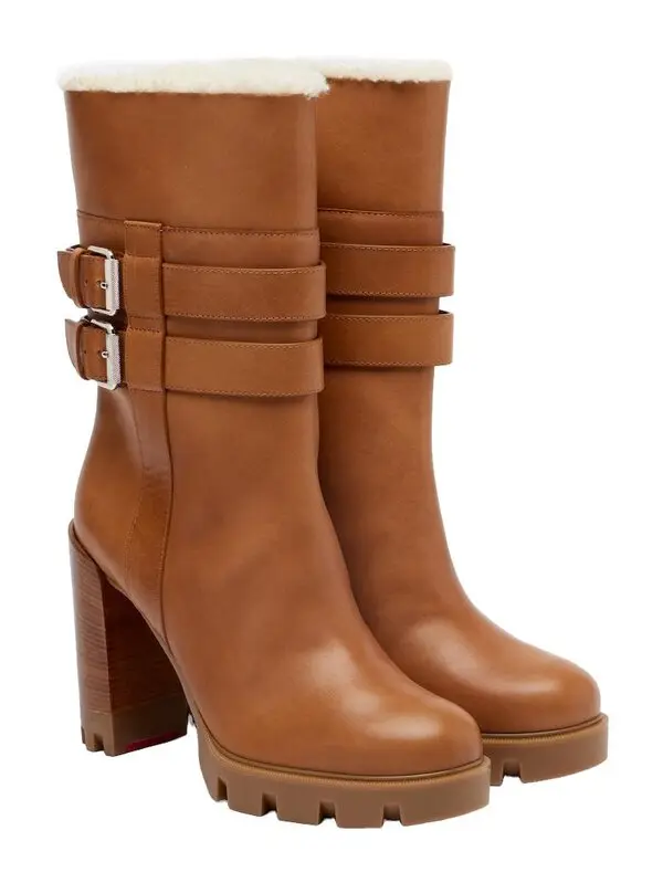 CHRISTIAN LOUBOUTIN Elisawalk 100 Leather Ankle Boots - Brown