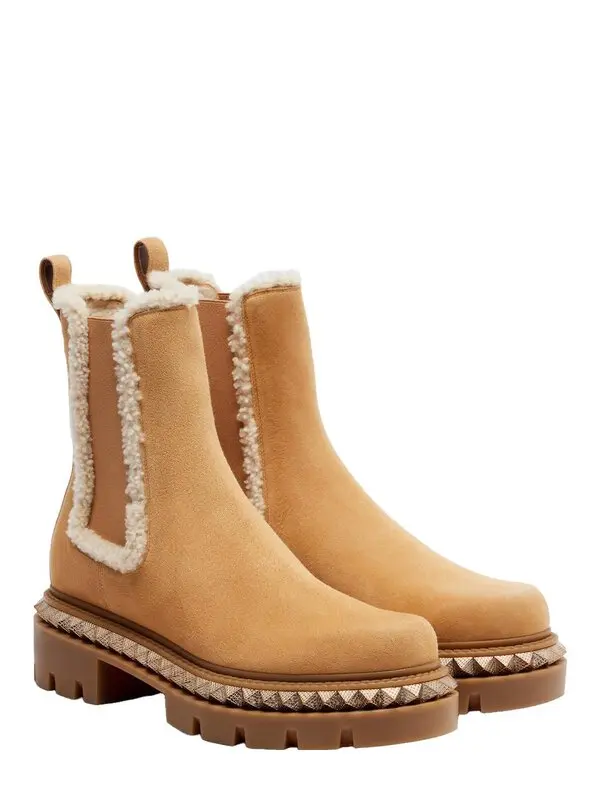 CHRISTIAN LOUBOUTIN St Emilia Studded Leather Chelsea Boots - Beige