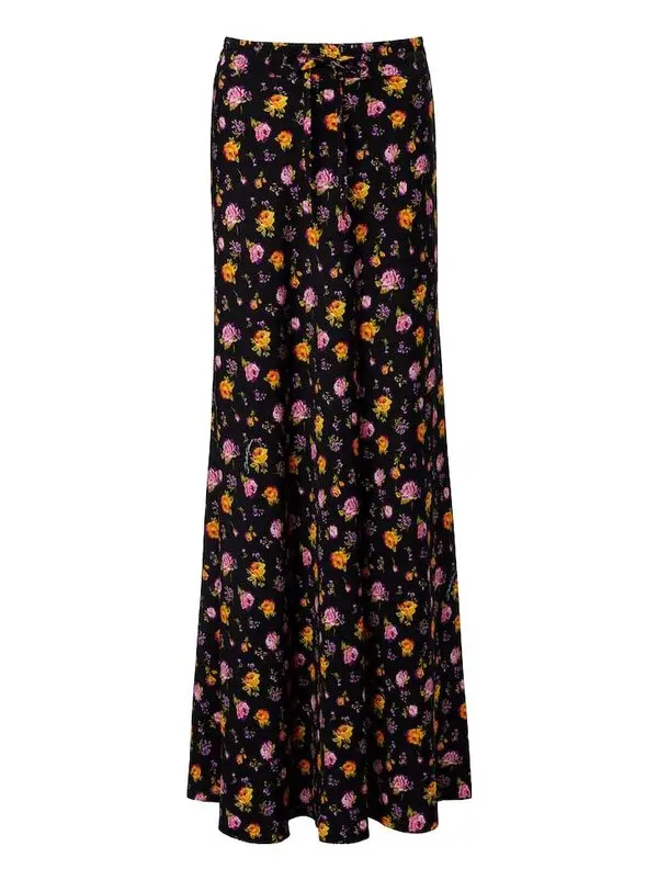 Dolce & Gabbana Floral Silk-blend Charmeuse Maxi Skirt - Black