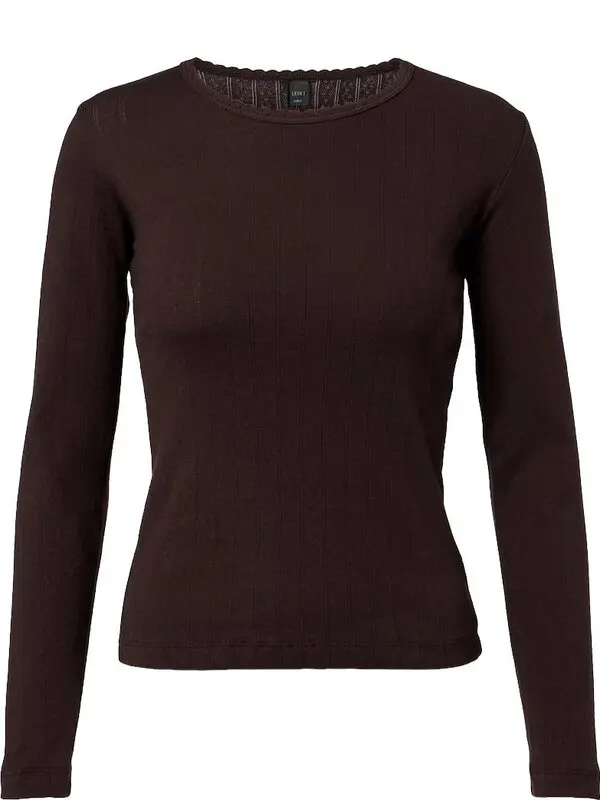 LESET Pointelle Cotton T-shirt - Brown