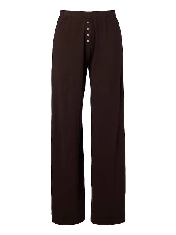 LESET Pointelle Cotton Wide-leg Pants - Brown