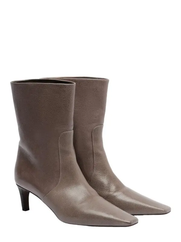 Brunello Cucinelli Monili Leather Ankle Boots - Brown