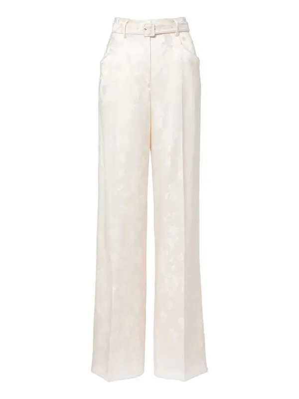Gabriela Hearst Norman Embroidered Silk Wide-leg Pants - White