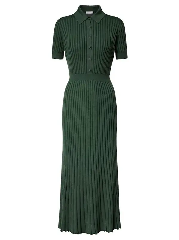 Gabriela Hearst Amor Cashmere And Silk Midi Dress - Green