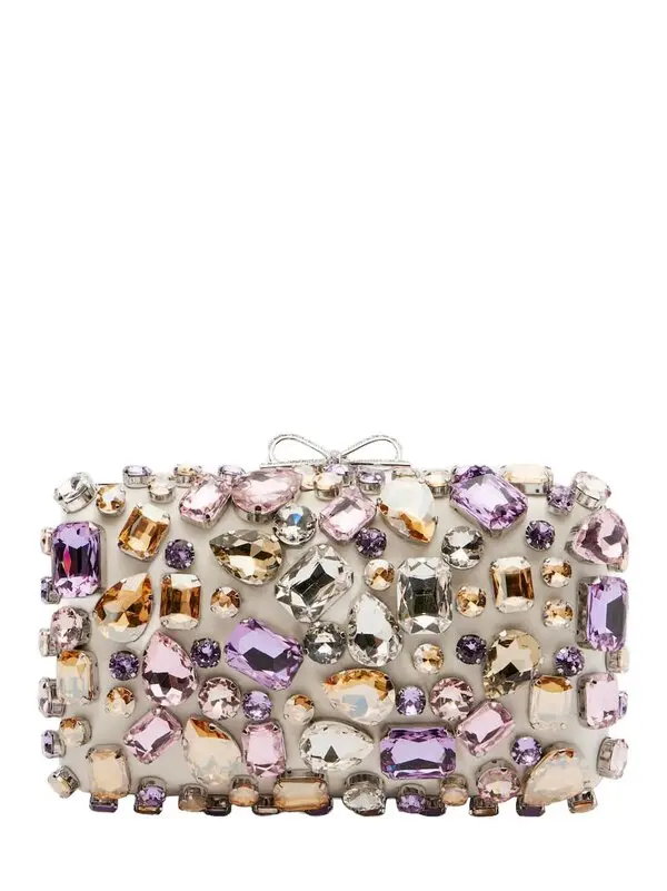 SELF-PORTRAIT Crystal-embellished Box Clutch - Multicoloured