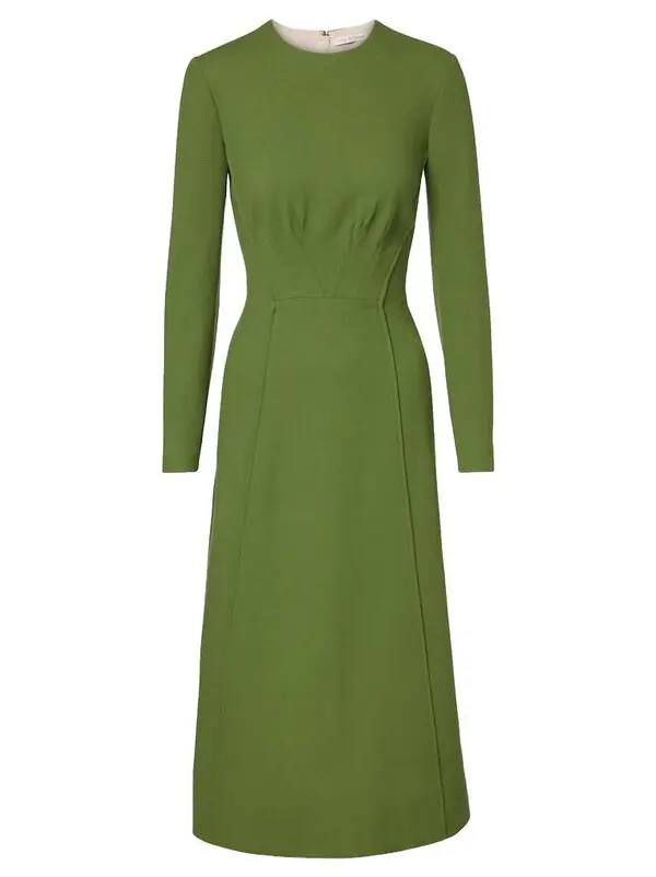 EMILIA WICKSTEAD Collinson Wool Crêpe Midi Dress - Green