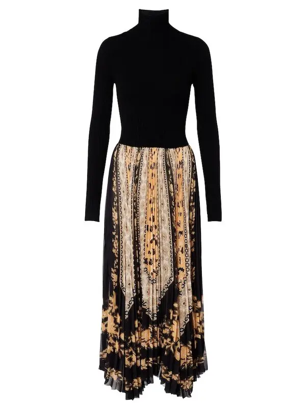 La DoubleJ Moondance Plissé Satin Midi Dress - Black