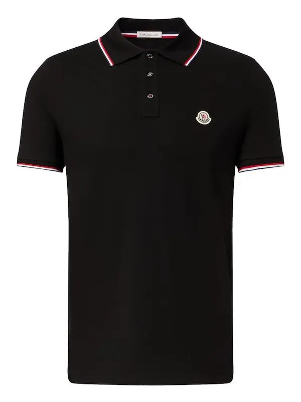 Moncler Permanent Cotton Jersey Polo Shirt - Black