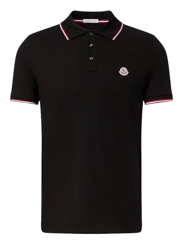 Moncler Permanent Cotton Jersey Polo Shirt - Black