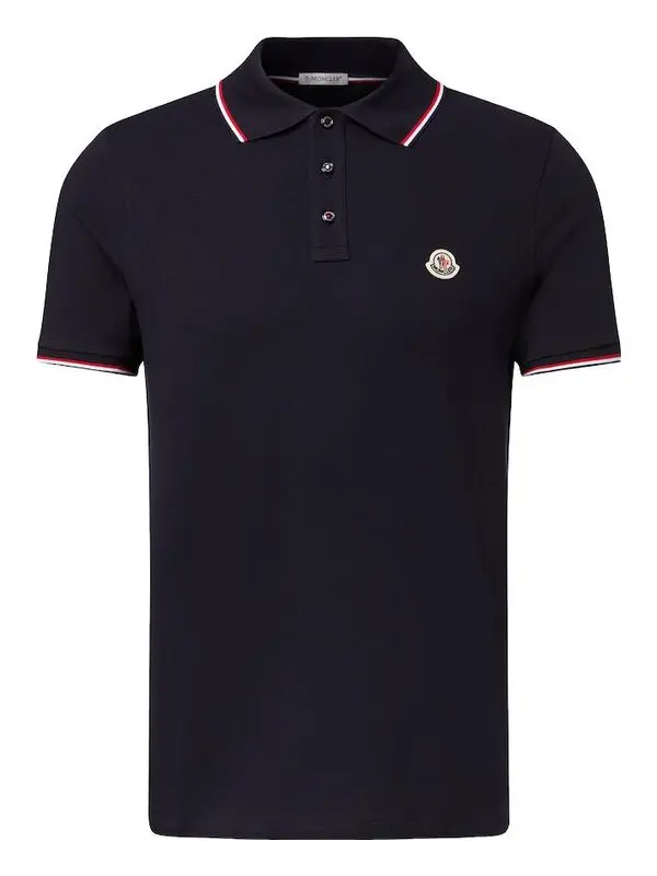 Moncler Permanent Cotton Jersey Polo Shirt - Blue