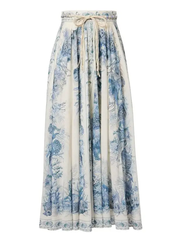 Zimmermann Wanderlust Cotton Midi Skirt - Blue