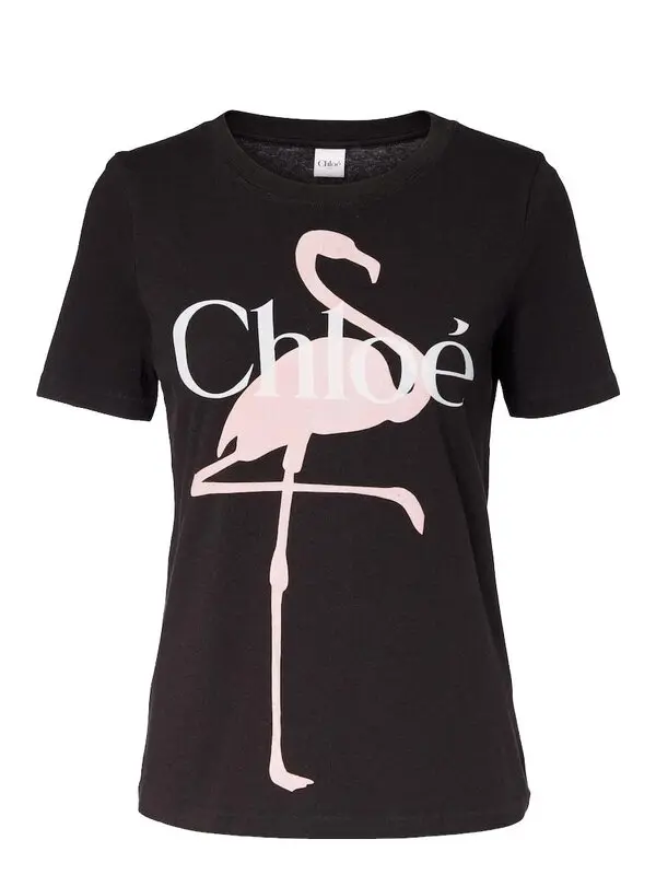 Chloé Logo Cotton Jersey T-shirt - Black