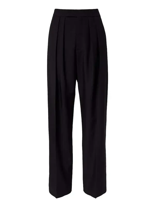 Chloé Pleated High-rise Wide-leg Pants - Black