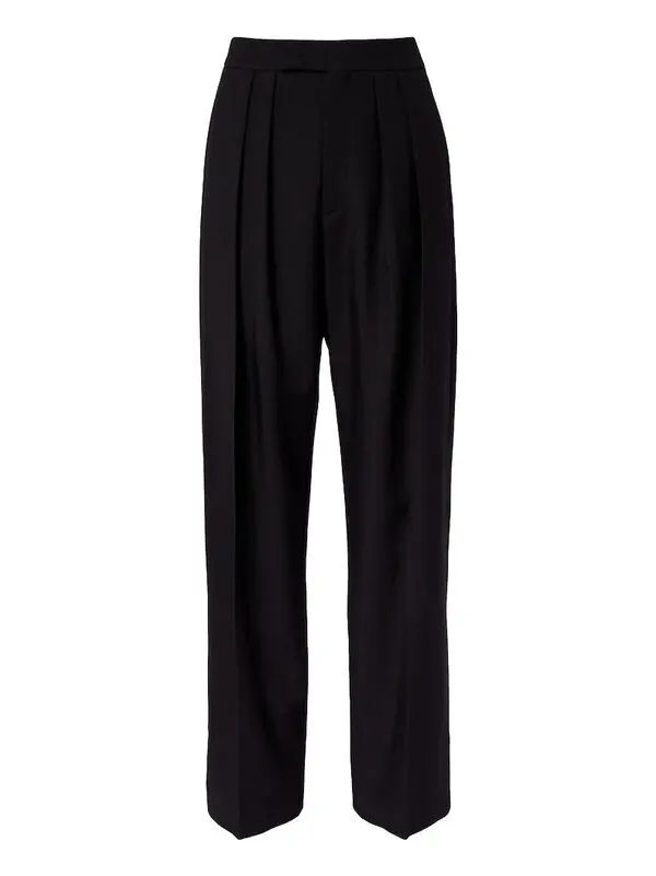 Chloé Pleated High-rise Wide-leg Pants - Black