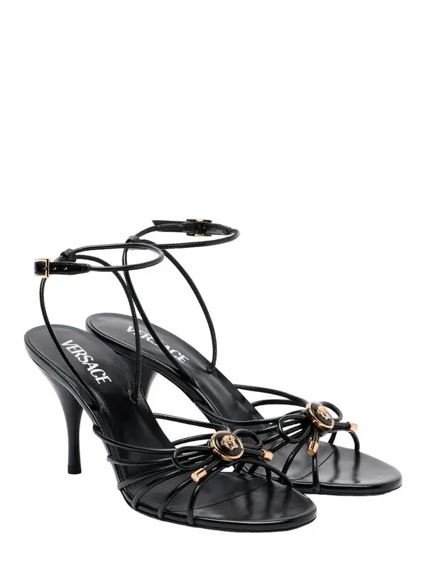 Versace Leather Slingback Sandals - Black