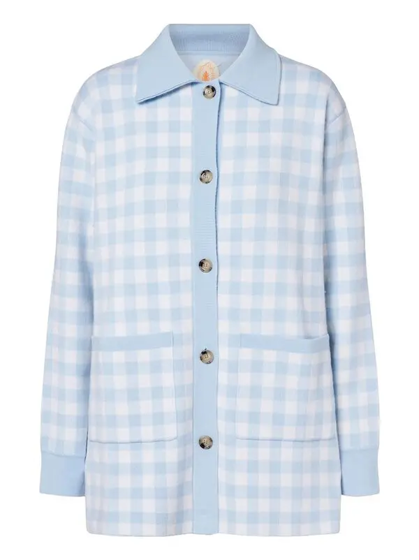 Jardin Des Orangers Gingham Wool And Cashmere Cardigan - Blue