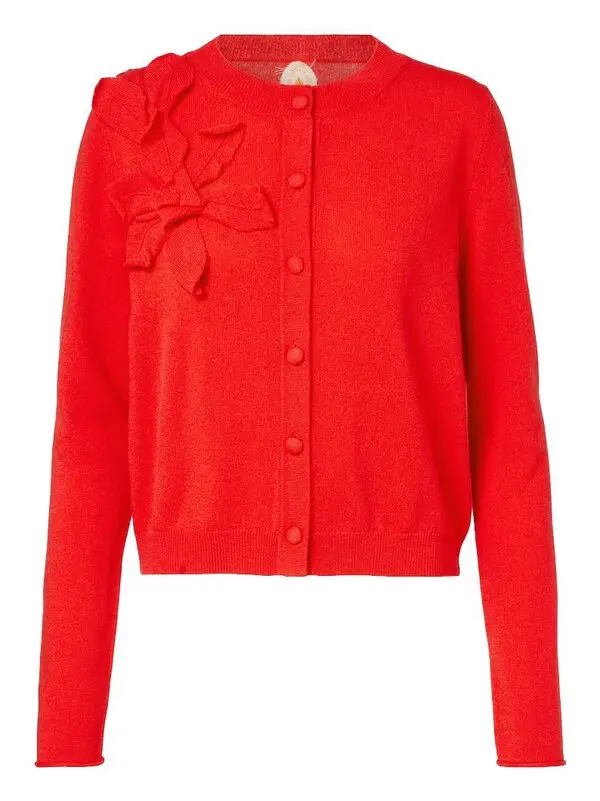 Jardin Des Orangers Floral-appliqué Wool And Cashmere Cardigan - Red