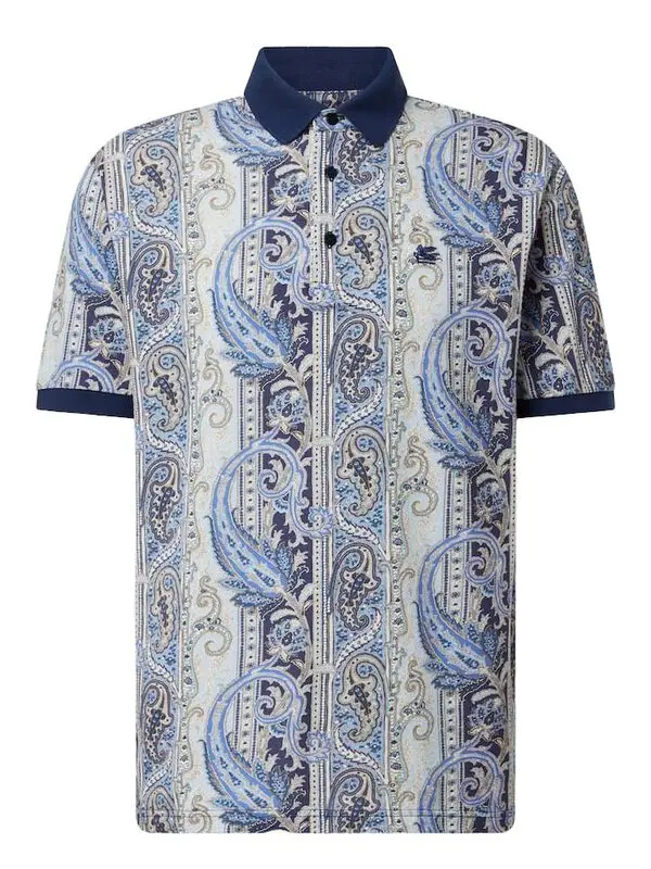 Etro Paisley Cotton Polo Shirt - Blue