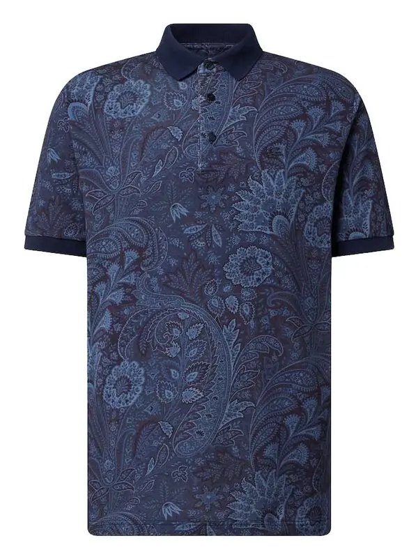 Etro Paisley Cotton Polo Shirt - Blue