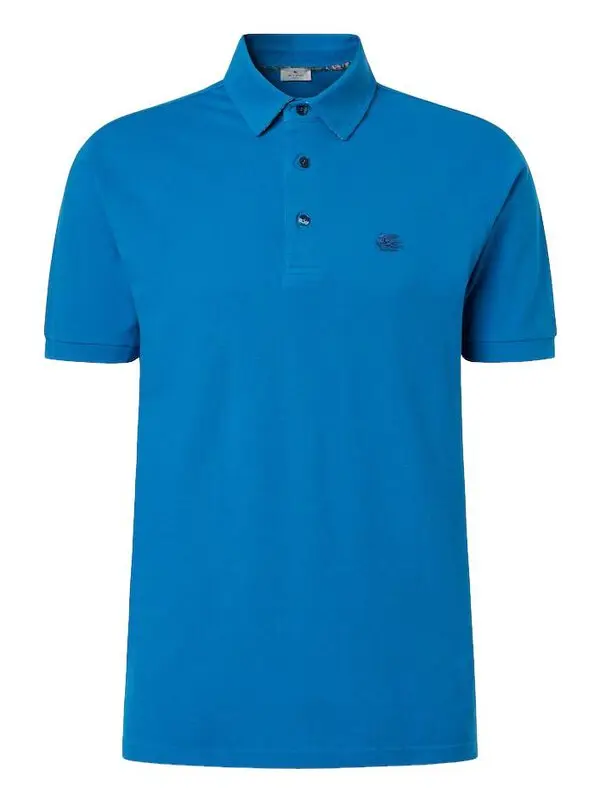 Etro Pegaso Cotton Polo Shirt - Blue