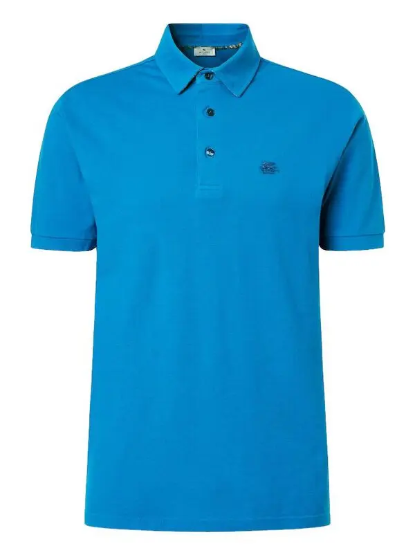 Etro Pegaso Cotton Polo Shirt - Blue