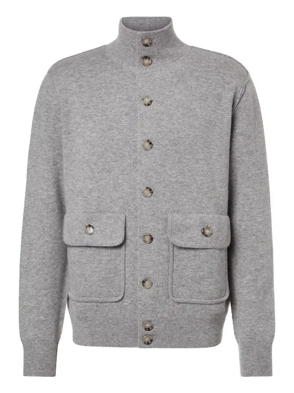 ALLUDE Wool And Cashmere Buttoned Jacket With Ribbed Cuffs And Hem - Grey