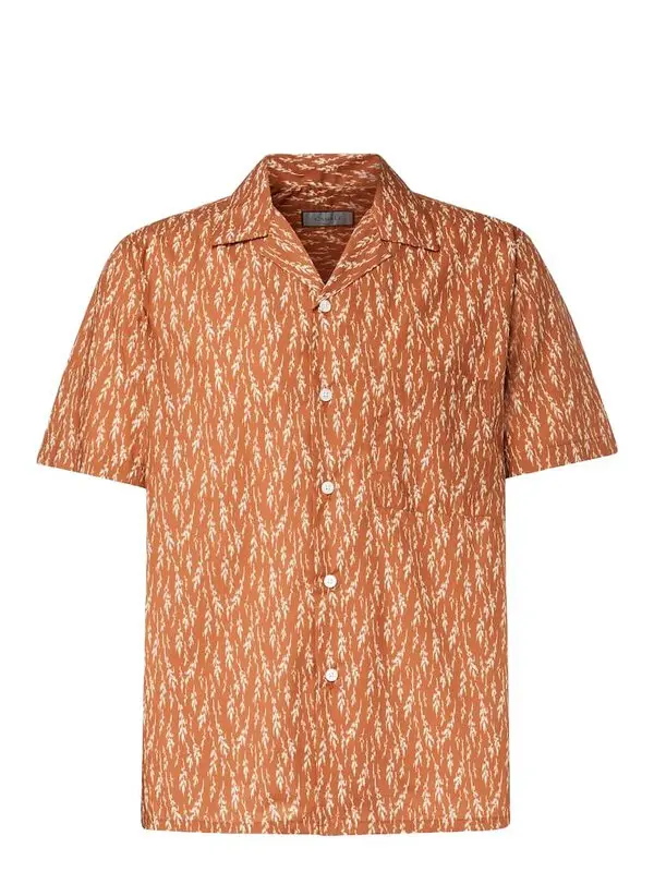 Canali Printed Cotton-blend Bowling Shirt - Brown
