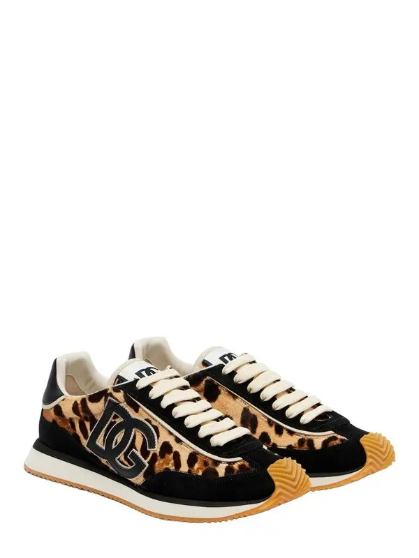 Dolce & Gabbana Dg Cushion Calf Hair And Suede Sneakers - Black