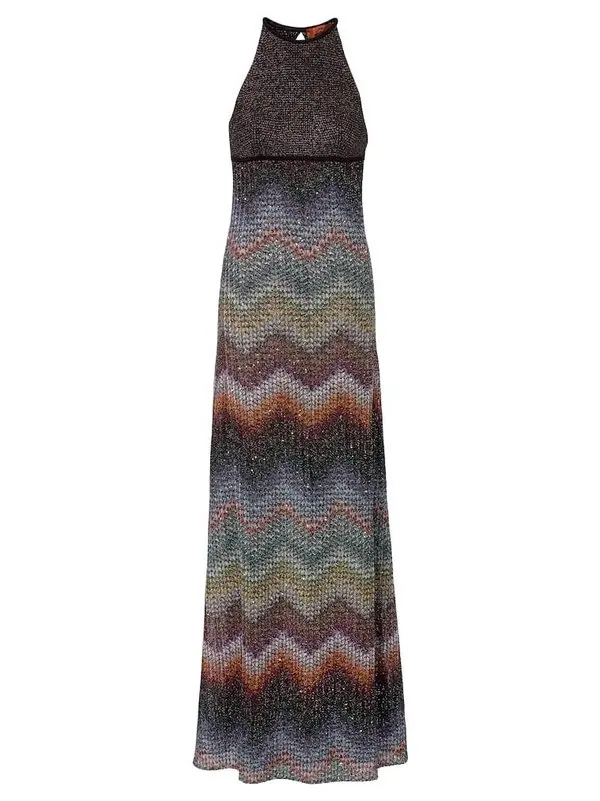 Missoni Zig Zag Halterneck Lamé Maxi Dress - Multicoloured