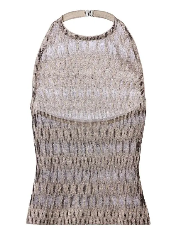 Missoni Halterneck Lamé Top - Beige