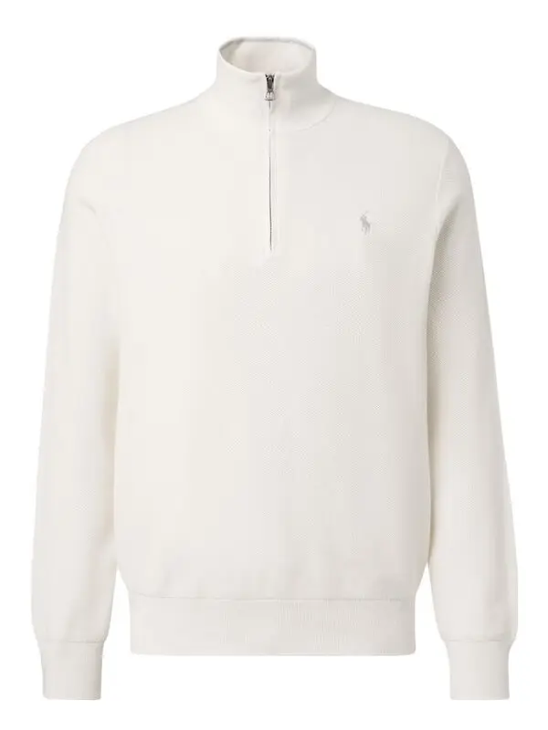 Polo Ralph Lauren 100% Cotton Quarter Zip Sweater - White