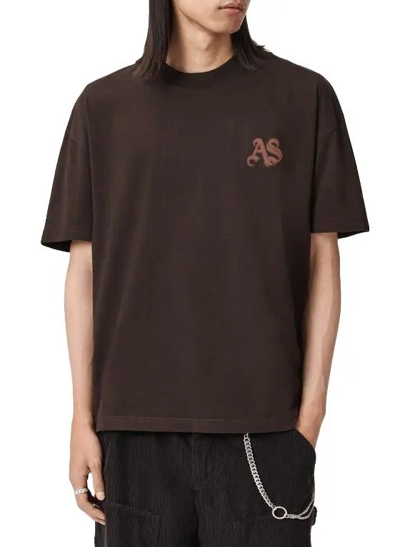ALLSAINTS Icon Oversize Graphic T-shirt - Plum Brown