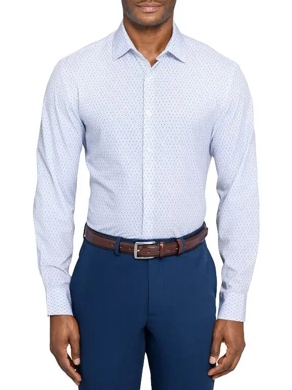 W.R.K Slim Fit Duo Geo Print Performance Dress Shirt - White/blue