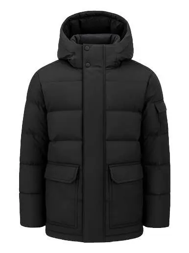 QUARTZ CO. Alexander Hooded Recycled Down Winter Jacket - Black