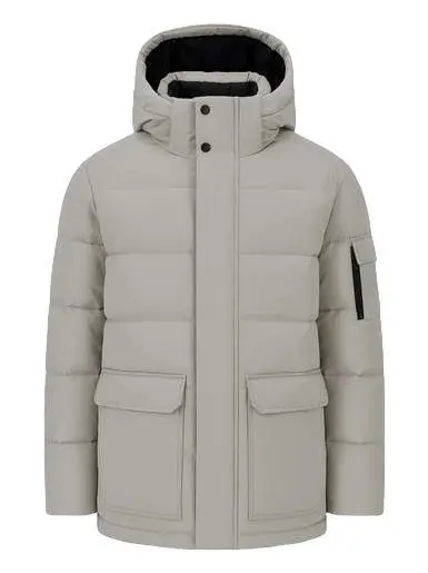 QUARTZ CO. Alexander Hooded Recycled Down Winter Jacket - Ice