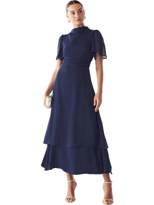 WILLA Rory Midi Dress - Navy Blue