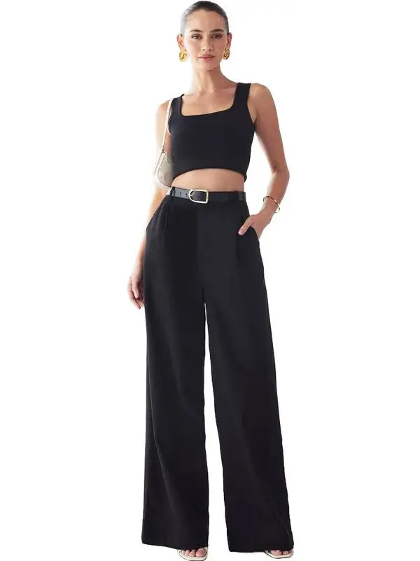 WILLA Rise Wide-leg Pants - Black