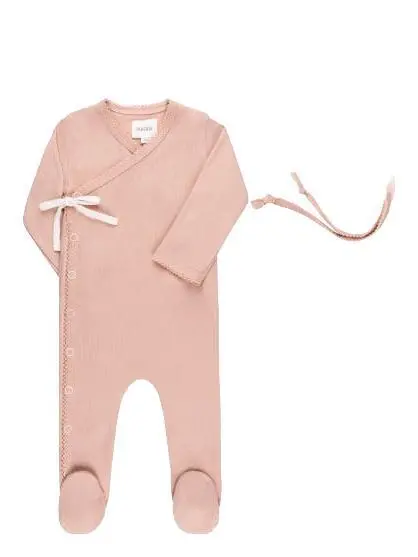 ELY'S & CO. Aurora Classics Kimono Footie And Bonnet Set - Pink