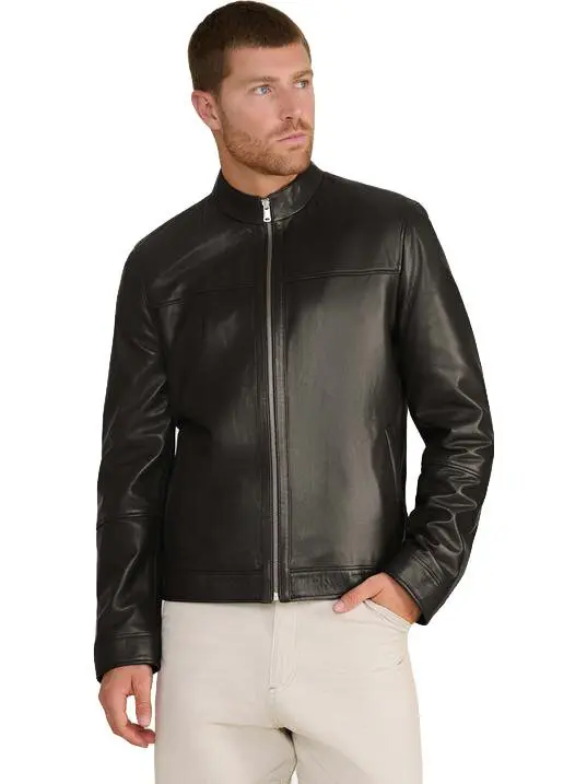 FURNIQ UK Otis Racer Leather Jacket - Black