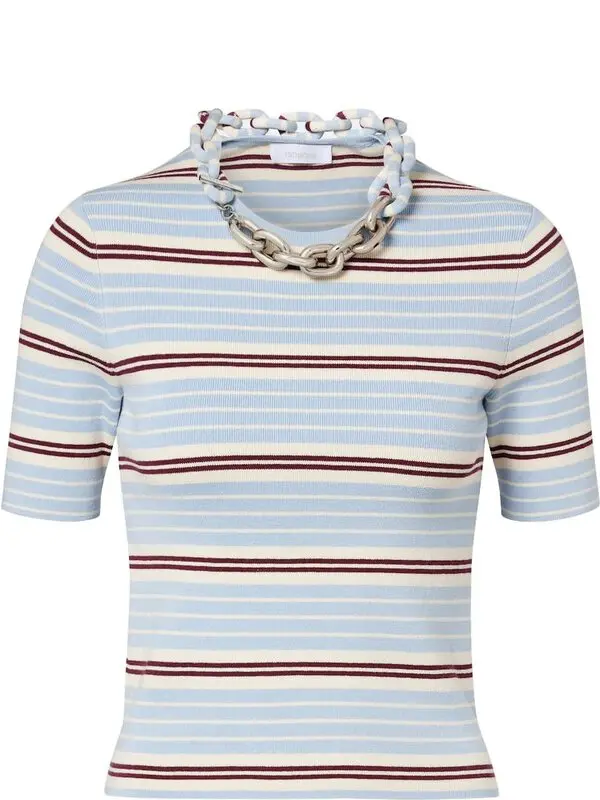 Rabanne Chain-detail Silk And Cotton-blend Top - Blue