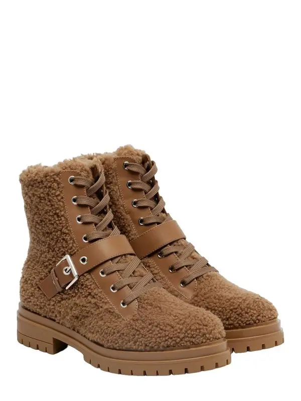 GIANVITO ROSSI Chamonix Shearling Lace-up Boots - Brown
