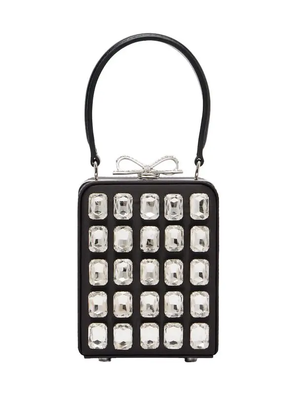 SELF-PORTRAIT Crystal-embellished Box Bag With Chain Strap And Top Handle - Black