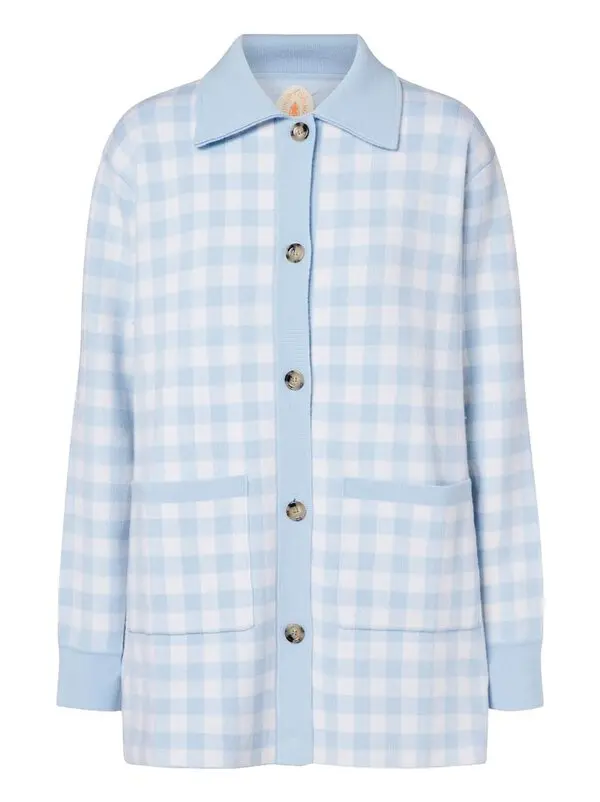Jardin Des Orangers Gingham Wool And Cashmere Cardigan - Blue