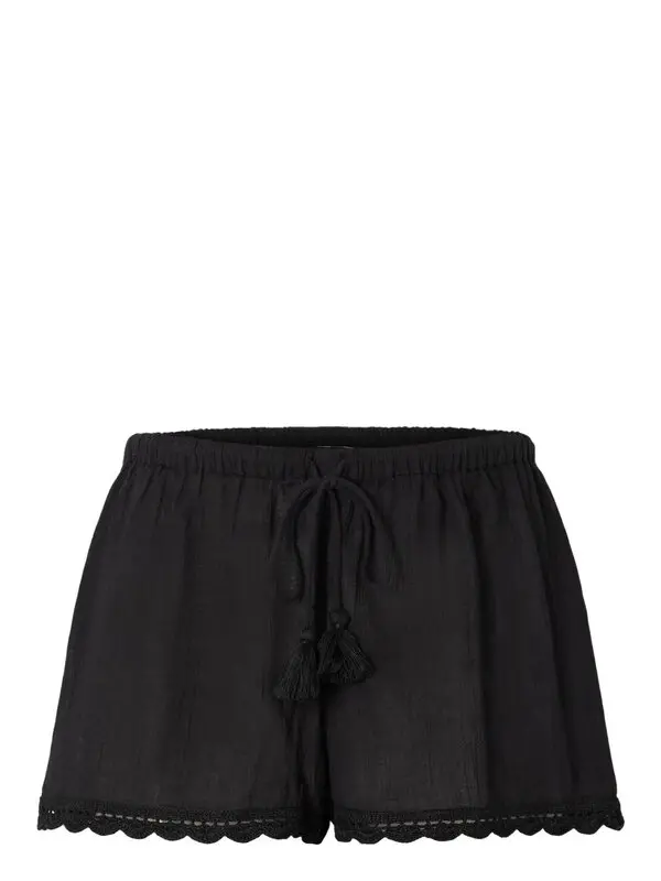 Ulla Johnson Aran Tasseled Cotton Shorts - Black