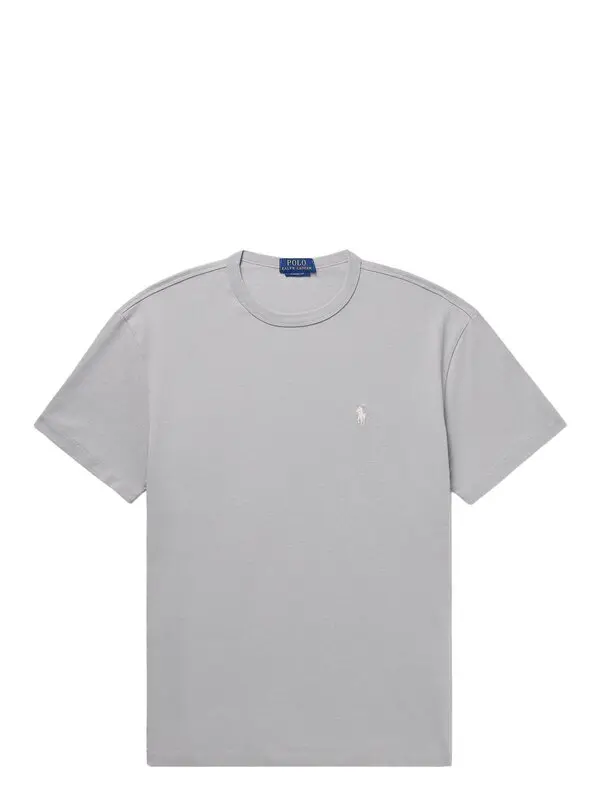 Polo Ralph Lauren Logo-embroidered Cotton-jersey T-shirt - Gray