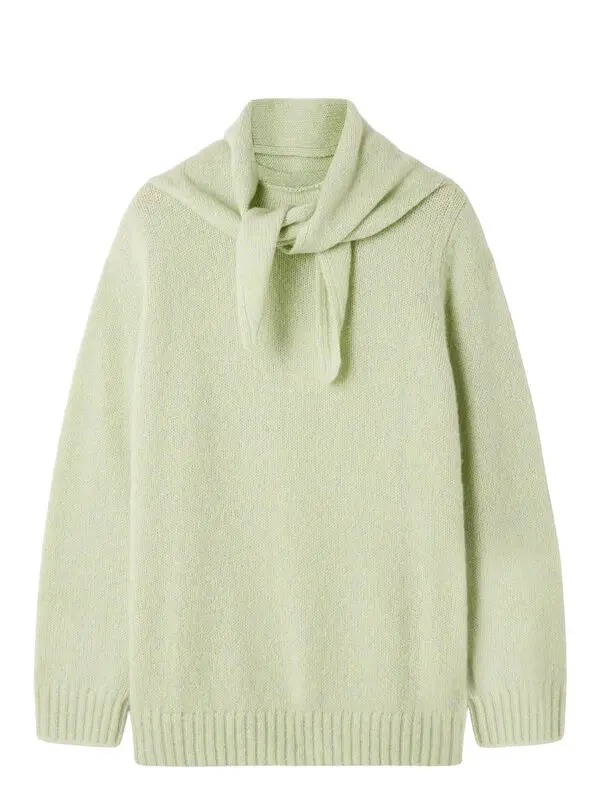 Arch4 Verona Organic Cashmere And Silk-blend Sweater And Scarf Set - Green