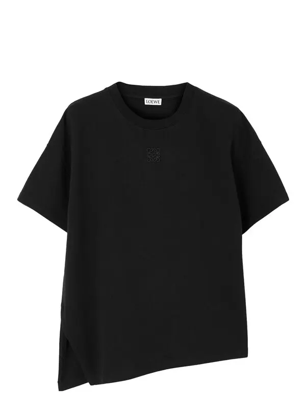 Loewe Anagram Asymmetric Cotton-blend Jersey T-shirt - Black