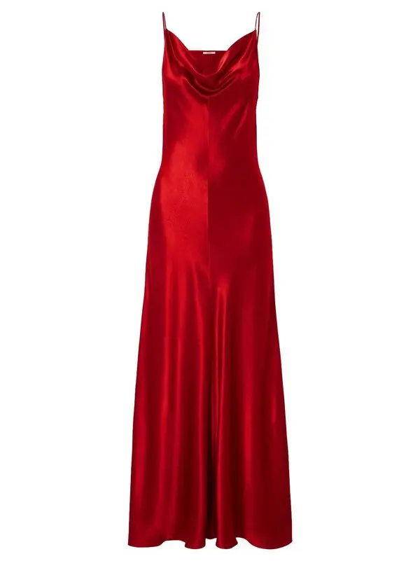 FFORME Emi Draped Hammered-satin Maxi Dress - Red