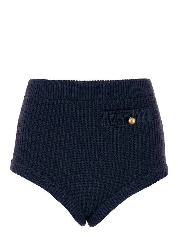 Chloé Wool And Cashmere Knit Mini Shorts - Classic Navy